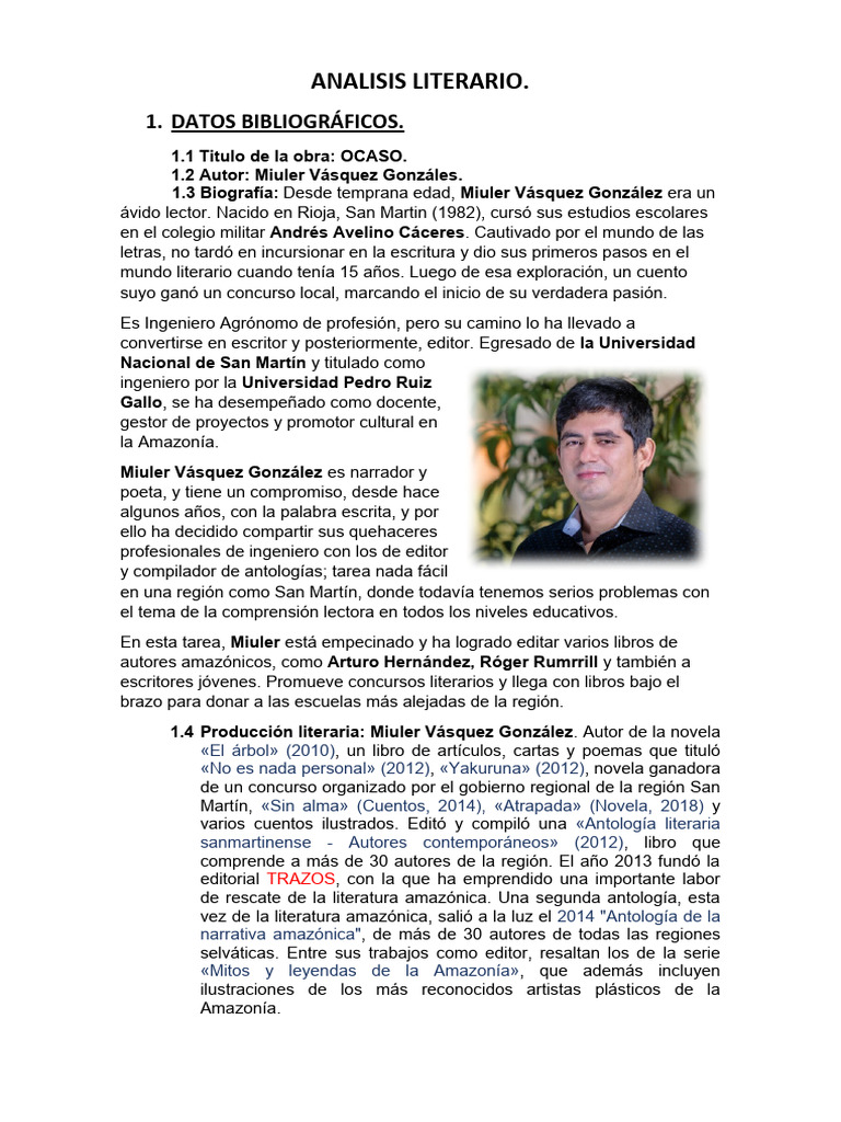 Analisis Literario | Descargar gratis PDF | Autor | Comunicación escrita