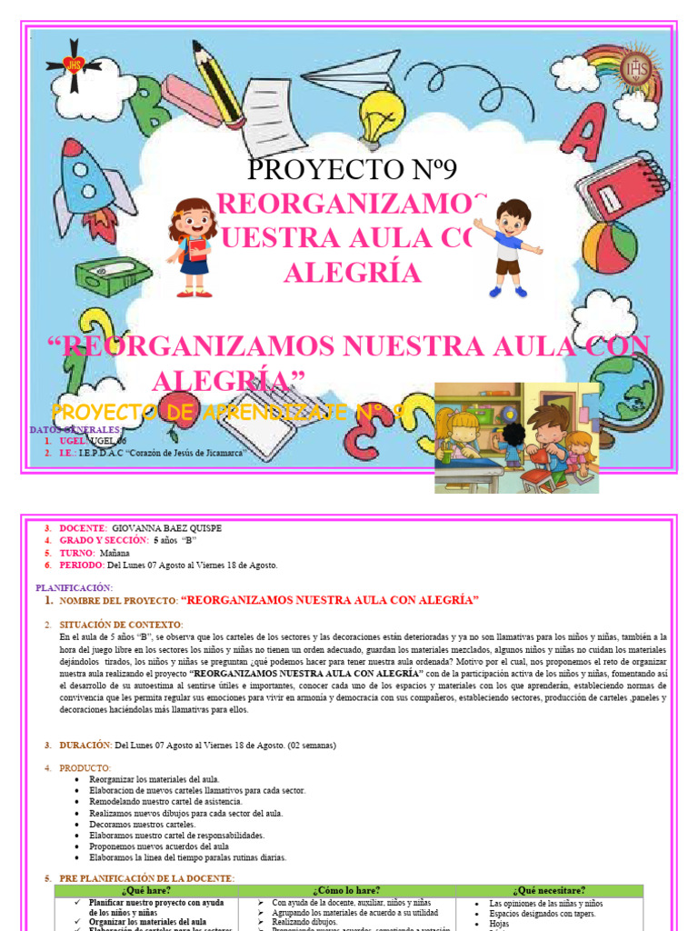 Proyecto 9 Reorganizamos Nuestra Aula | PDF | Evaluación | Salón de clases