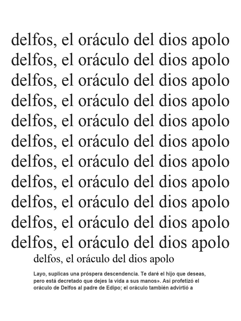 Delfos, El Oráculo Del Dios Apolo | PDF | Delphi | Apolo