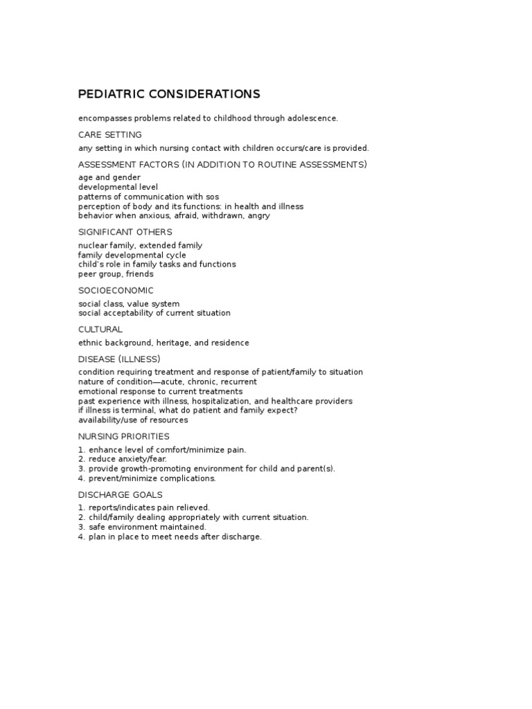 Pediatric Considerations | PDF
