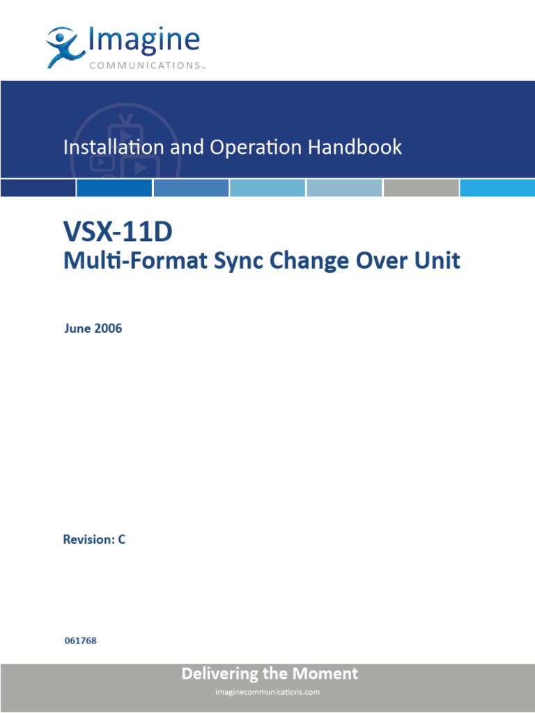 Installation and Operation Handbook VSX-11D. Multi-Format Sync Change ...