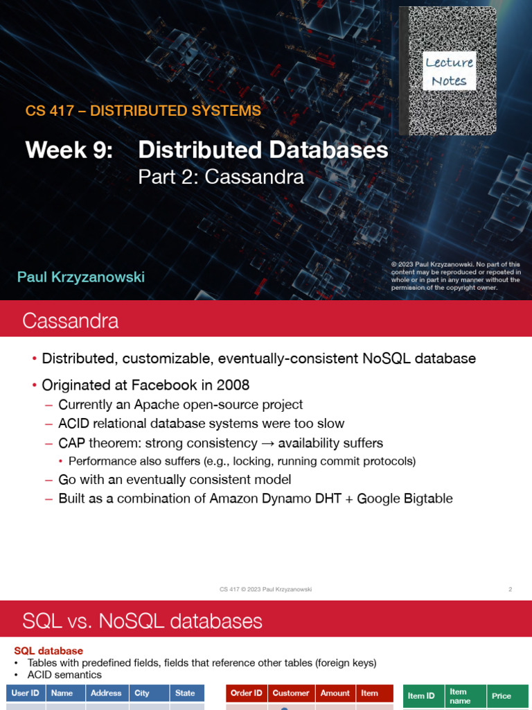 09b Cassandra Slides | Download Free PDF | No Sql | Replication (Computing)