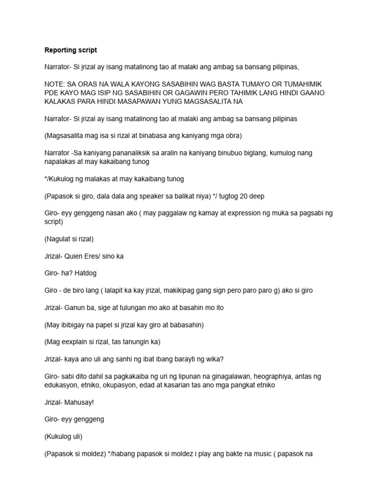 Reporting Script | PDF