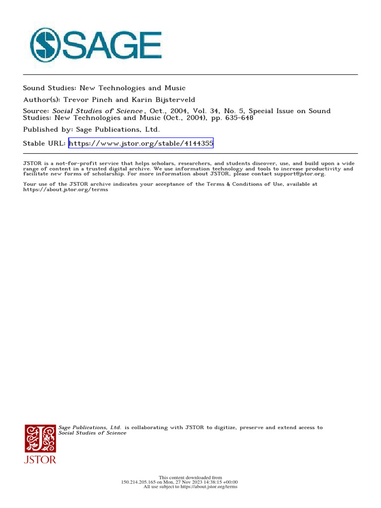 Pinch SoundStudiesNew 2004 | PDF | Sound