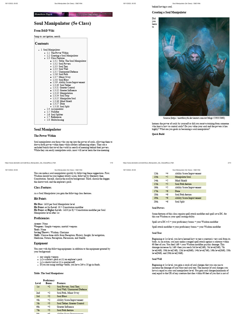 D&D Soul Manipulator Guide | PDF