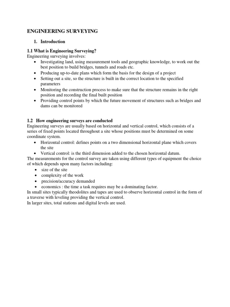 Eng Survey-Introduction | PDF | Surveying | Science
