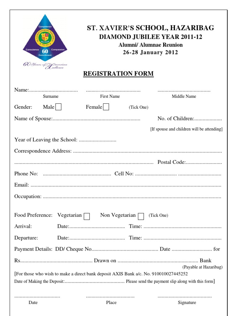 Reunion Registration | PDF