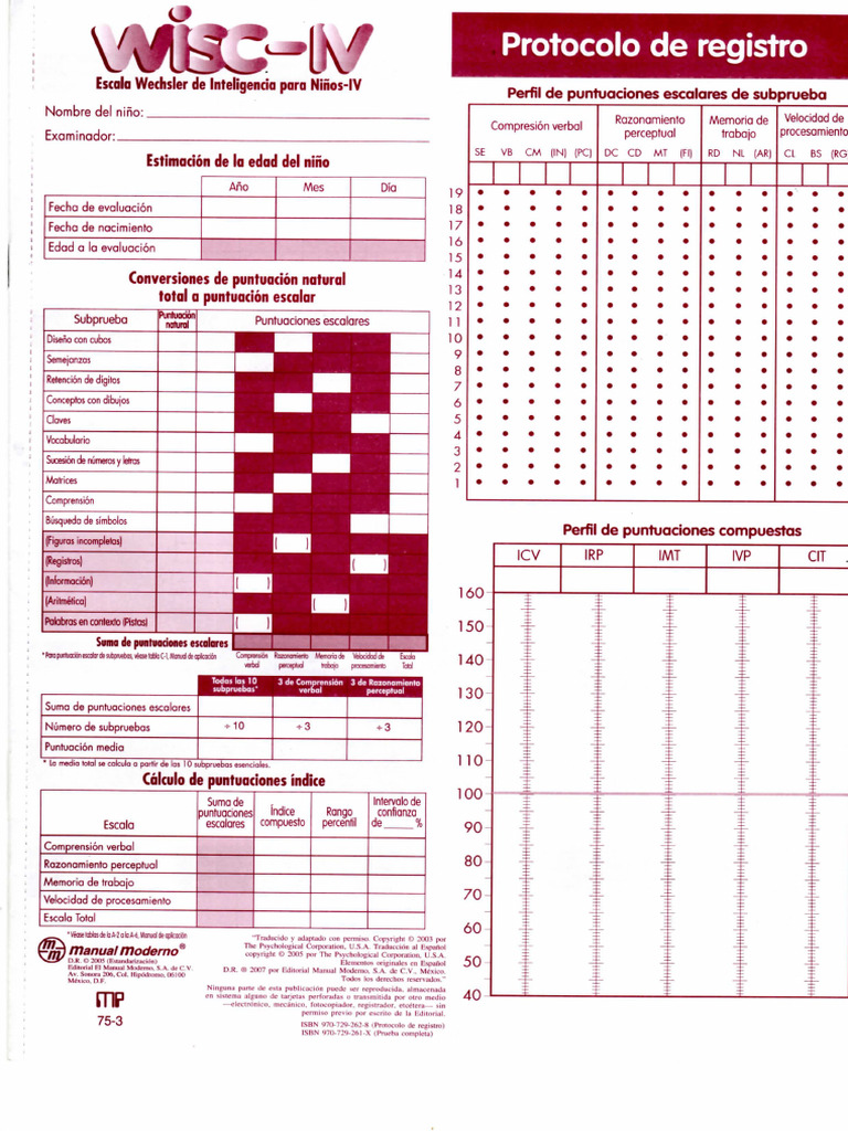 Protocolo WISC IV 231015 181704 | PDF