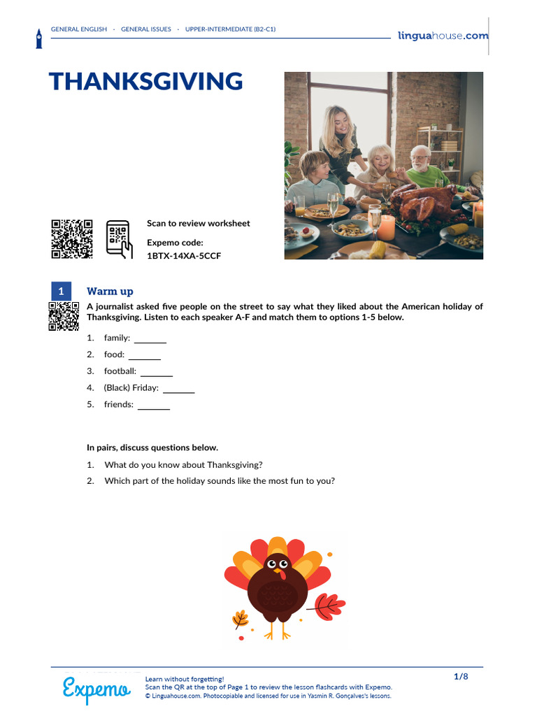 Thanksgiving Lesson Plan (B2-C1) | PDF | Thanksgiving | Climate Change