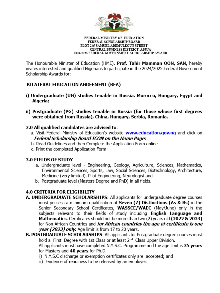 2024 2025 Bea Advert | Download Free PDF | Undergraduate Education | Postgraduate Education