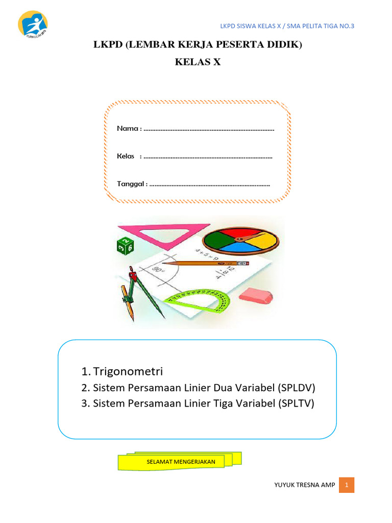 LKPD Trigonometri - SPLDV - SPLTV | PDF | Metode & Bahan Ajar