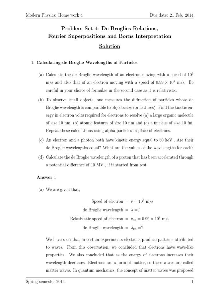 De Broglie Wavelength | PDF | Electron | Electronvolt