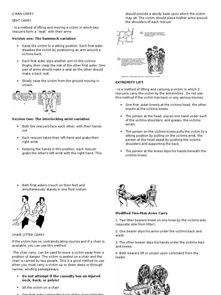 Two-Man Carry Techniques for First Aid | PDF | Chair | Sports