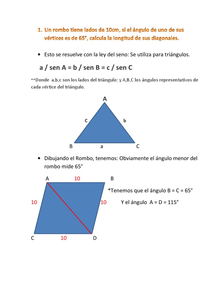 Calculando Las Diagonales de Un ROMBO | PDF | Métodos y materiales de ...