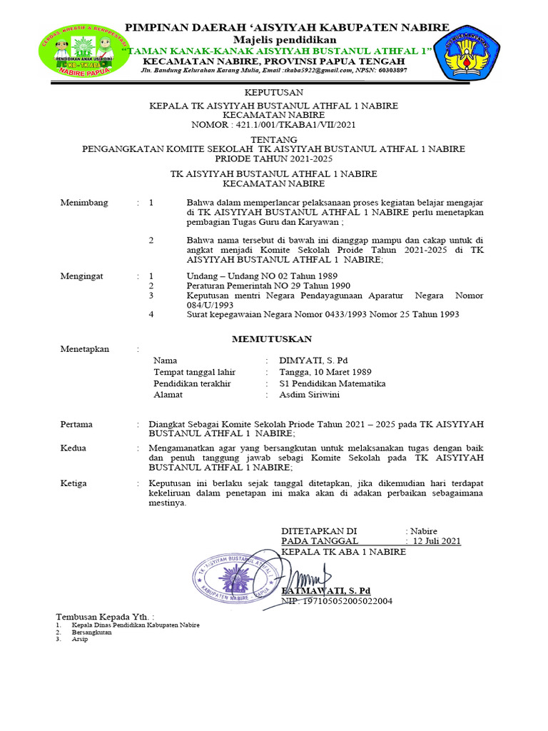 SK Komite TK Aba - 105317 | PDF