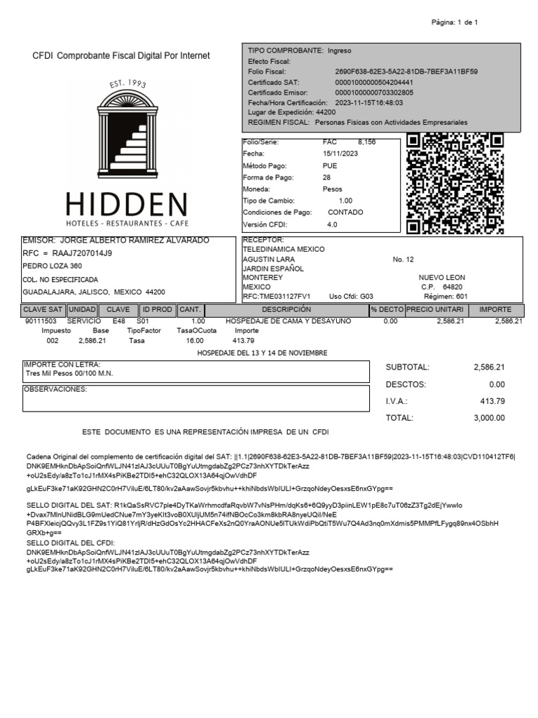 HOTEL Facturas | PDF | Economias | Pagos