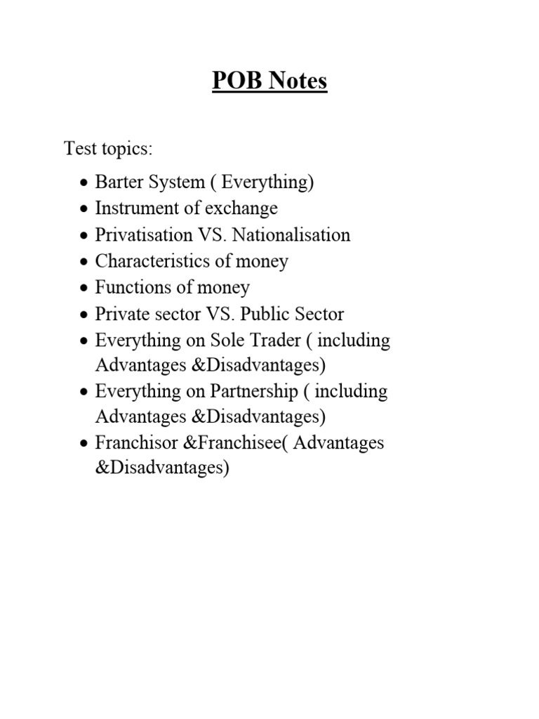 POB Notes | PDF | Franchising | Cheque
