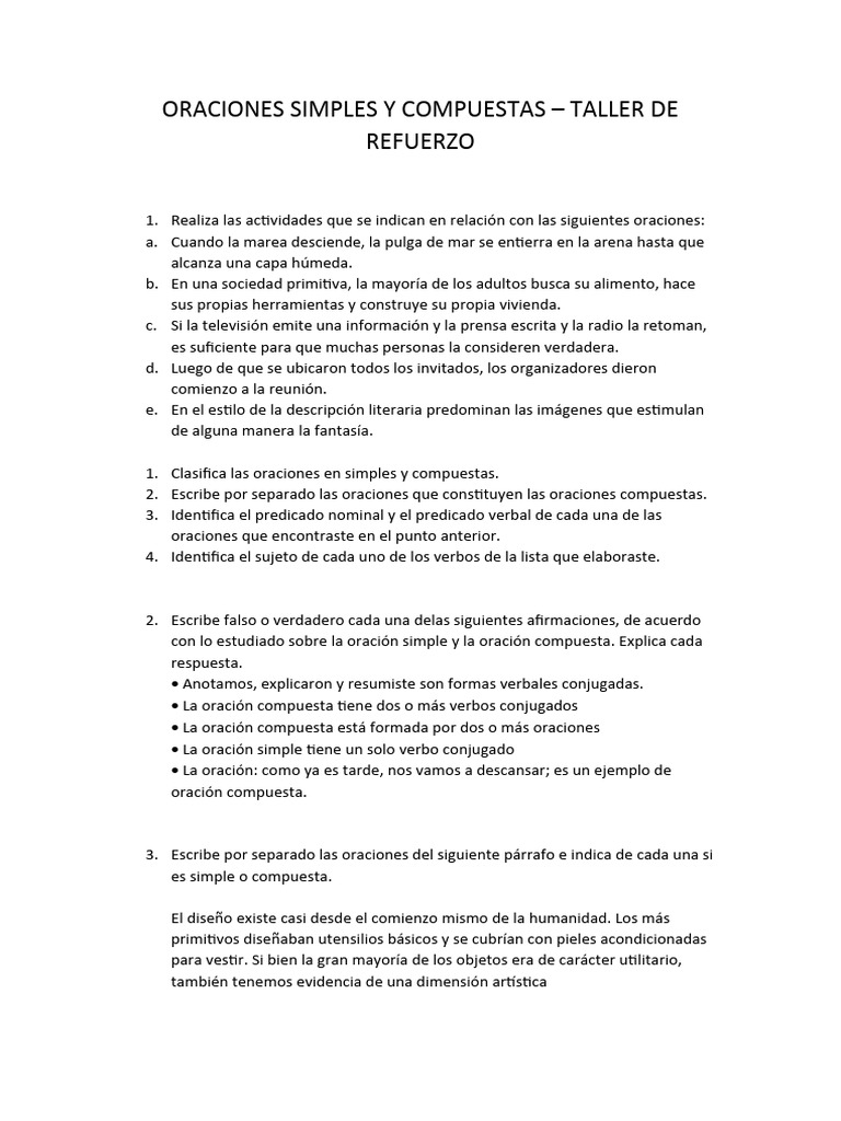 Oraciones Simples y Compuestas | PDF | Religión y espiritualidad