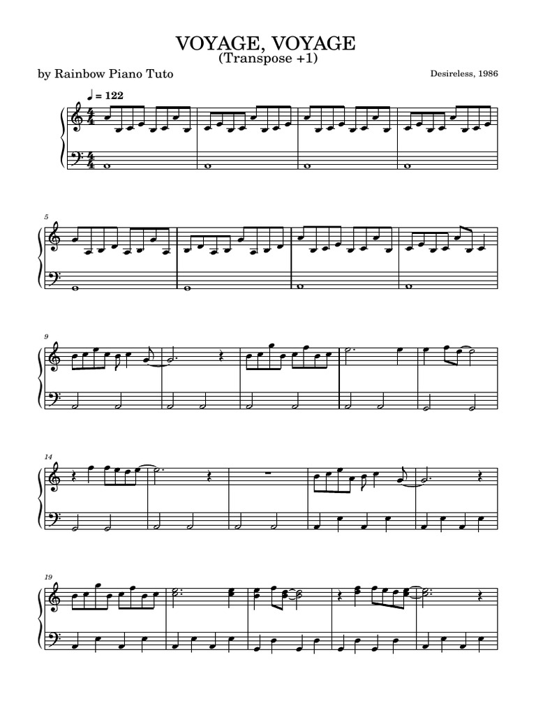 Voyage Voyage - Transpose +1 - Desireless - 1986 | PDF | Number One Singles