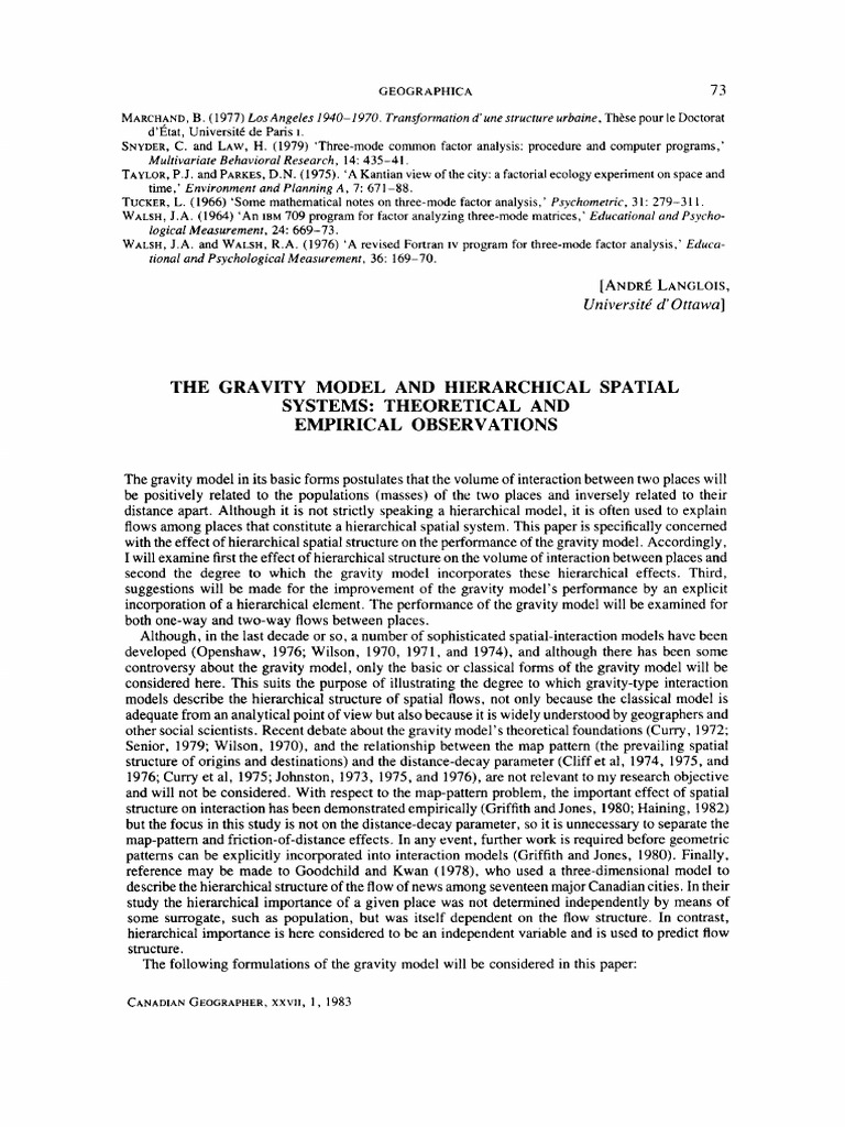 THE GRAVITY MODEL AND HIERARCHICAL SPATIAL - Nader1983 | Download Free PDF | Dependent And ...