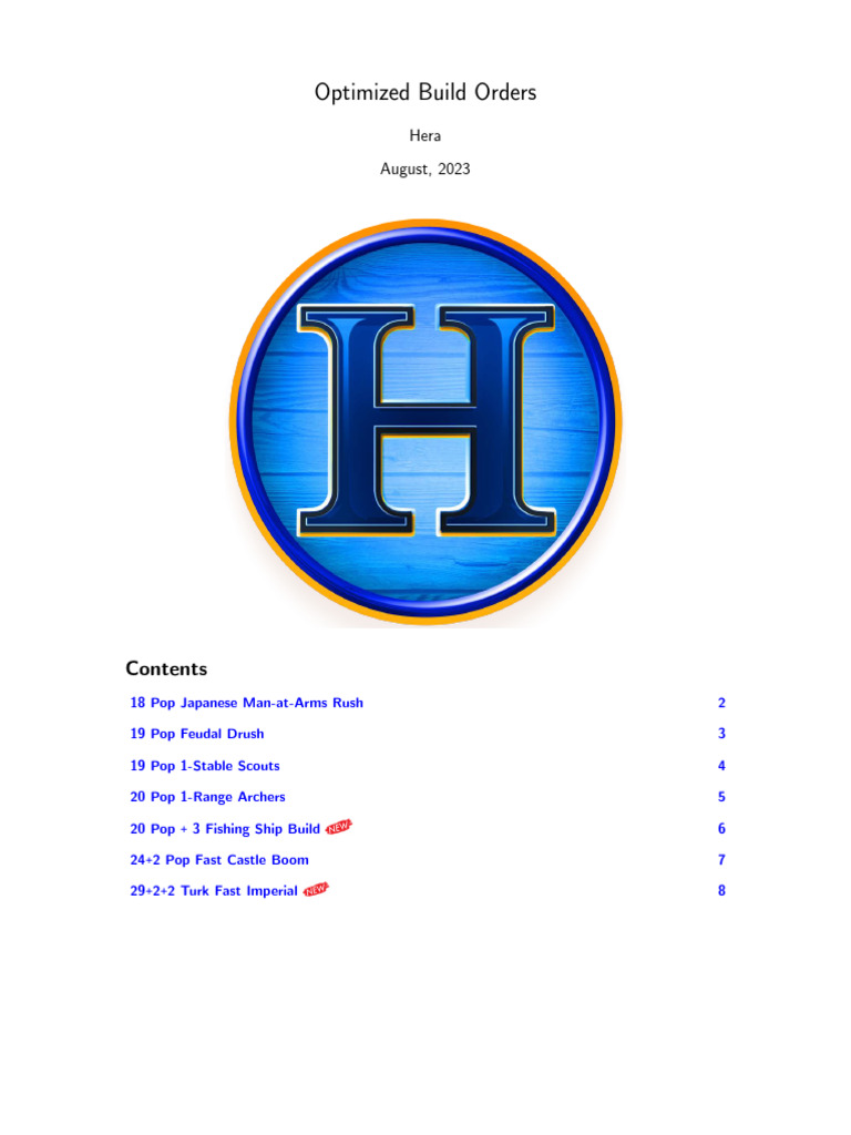 Hera Build Orders 2023-08-7 | PDF | Archery | Castle