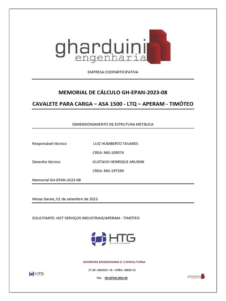 GH-EPAN-2023-08 - Cavalete para Carga - Memorial de Cálculo | PDF ...