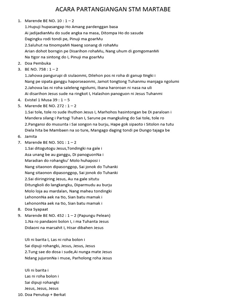 Acara Partangiangan STM Martabe 07-01 | PDF