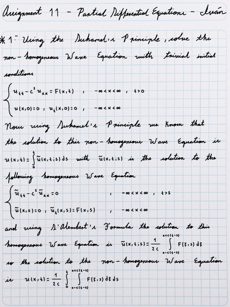 Assignment 11 Partial Differential Equations Solved | PDF | Differential Equations | Theoretical ...