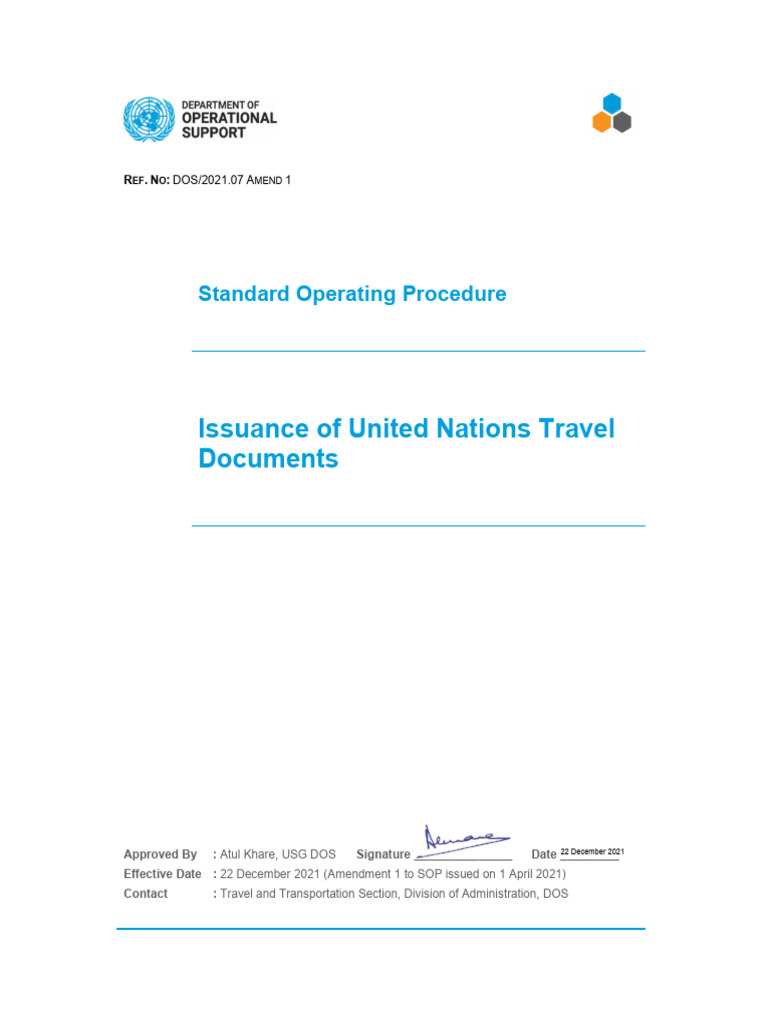 UN Travel Document Issuance SOP | PDF | Travel Visa | United Nations