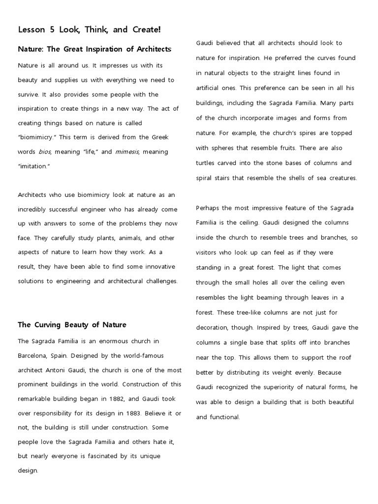 Lesson 5 Look, Think, and Create! | PDF | Nature | Natural Environment Lesson 5 Look, Think, and Create! | PDF | Nature | Natural Environment