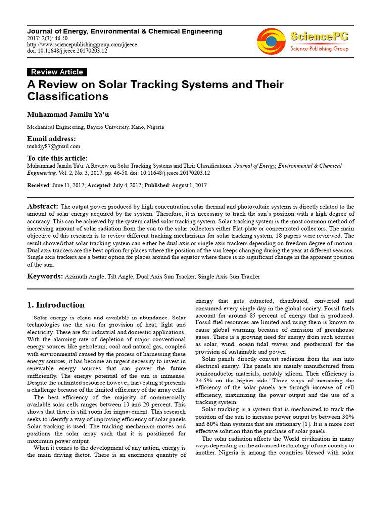 46 50 A Review On Solar Tracking Systems | PDF | Photovoltaics | Solar ...