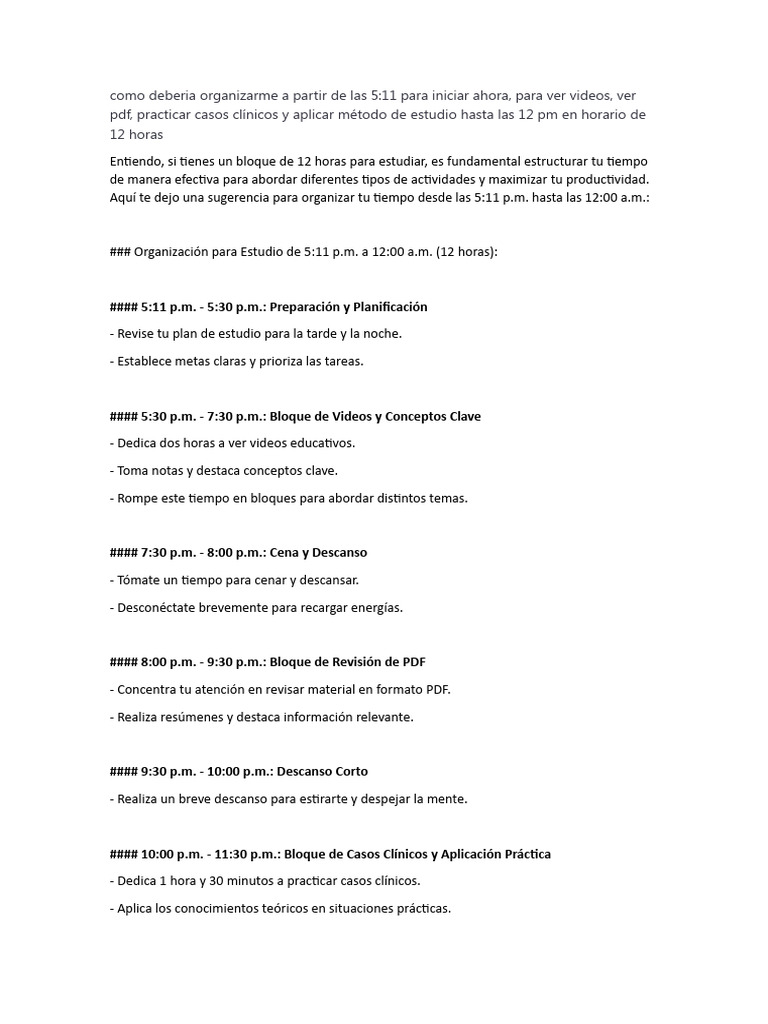 Horario para Chat GPT | PDF