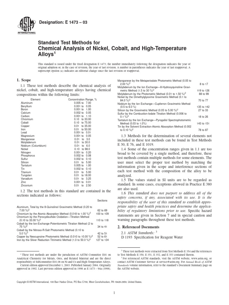 Nickel & Cobalt Alloy Analysis | PDF | Nitric Acid | Steel