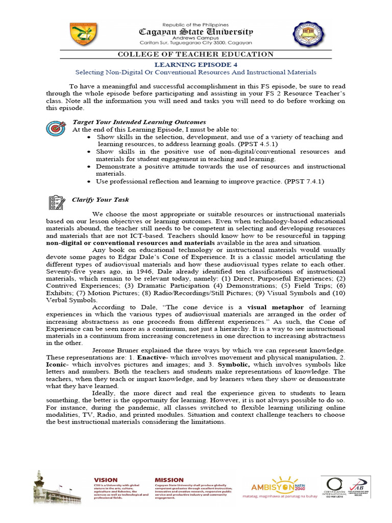 LEARNING EPISODE 4 fs2 | Download Free PDF | Learning | Teachers