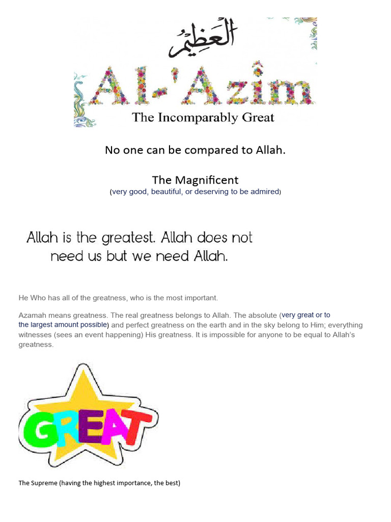 Al Azeem | Download Free PDF | God In Islam | Glory (Religion)