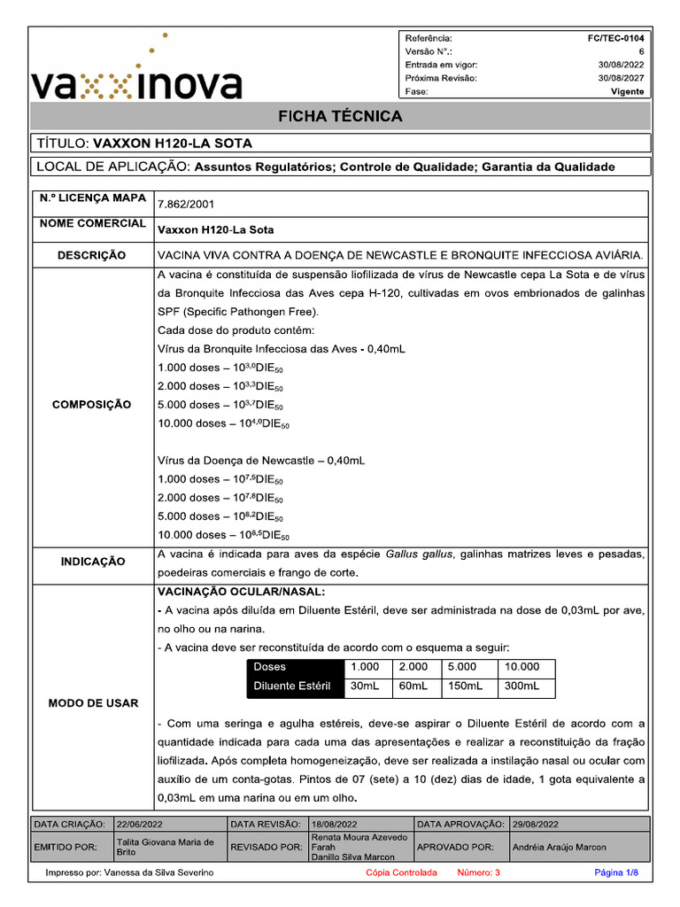 Vaxxon H120 La Sota Fc-Tec | PDF