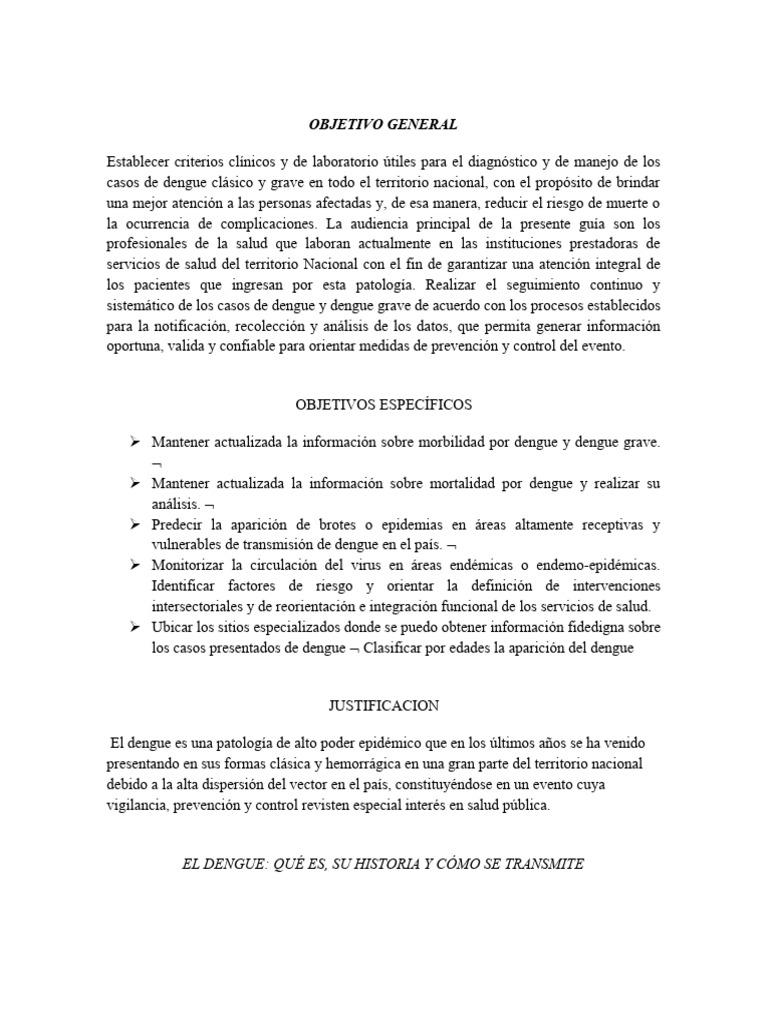 Guía de Diagnóstico y Manejo del Dengue | PDF | Epidemiología | Salud ...