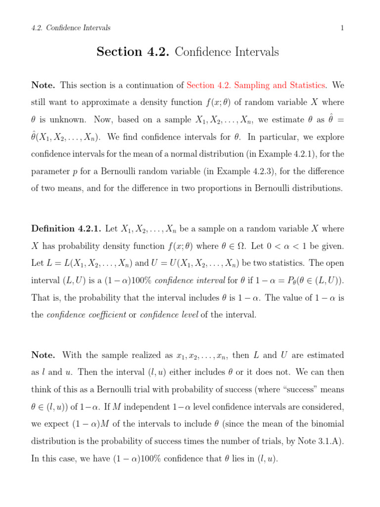 Hogg Mckean Craig 4 2 Pdf Confidence Interval Mathematics
