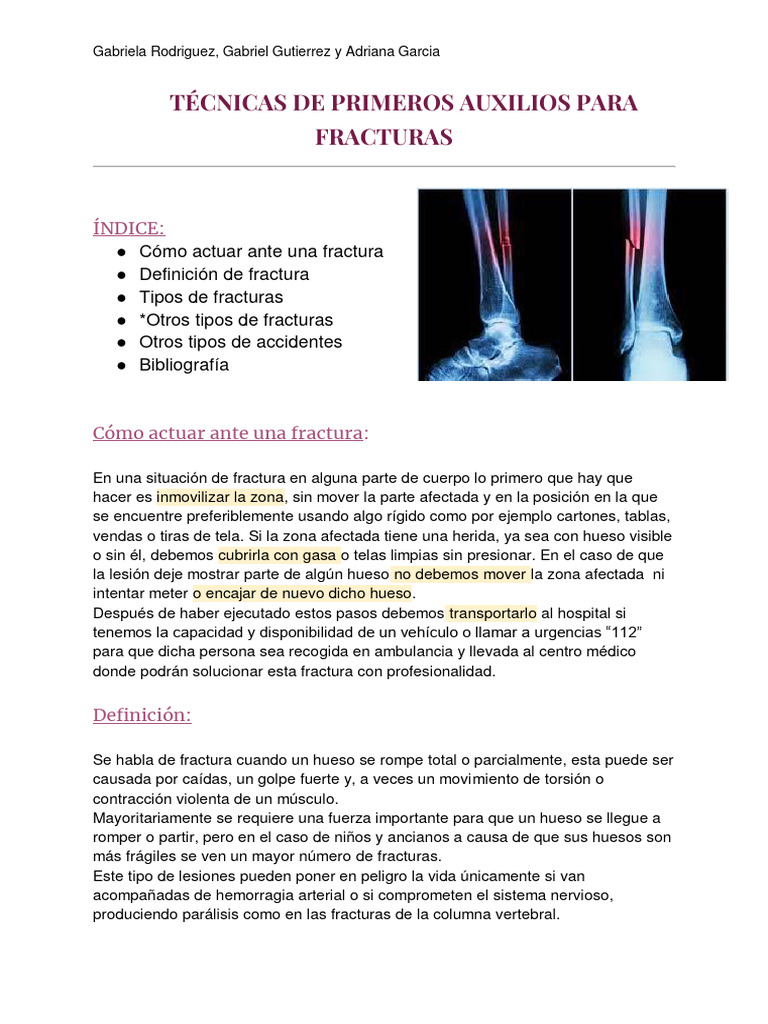 Primeros Auxilios en Fracturas | PDF | Hueso | Rodilla