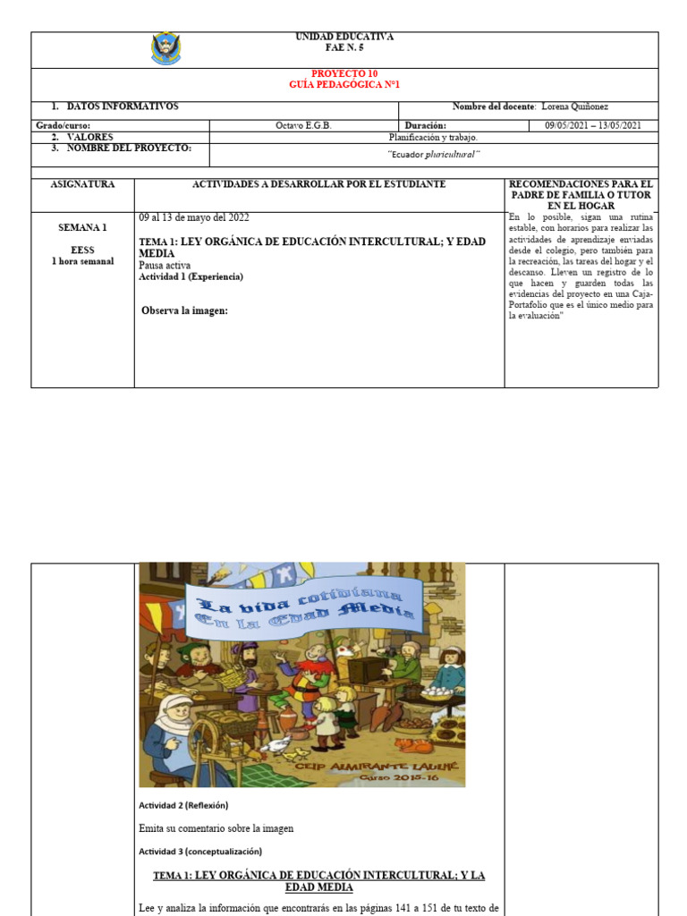 Guia 8egb N°1 Proyecto 10 Eess | PDF | Modificación de comportamiento | Cognición