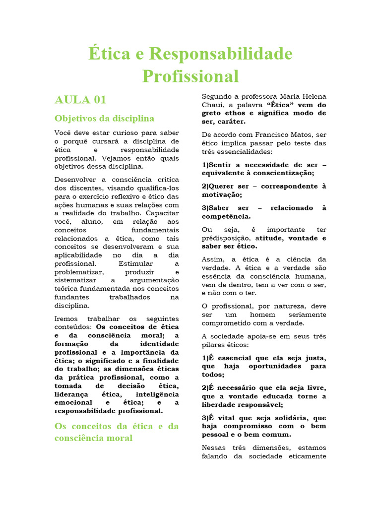 Ética e Responsabilidade Profissional | PDF | Moralidade | Justiça