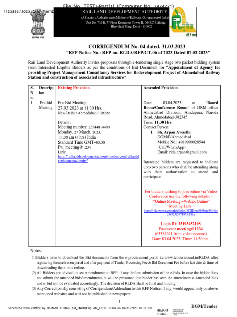 Corrigendum 04 | PDF | Request For Proposal
