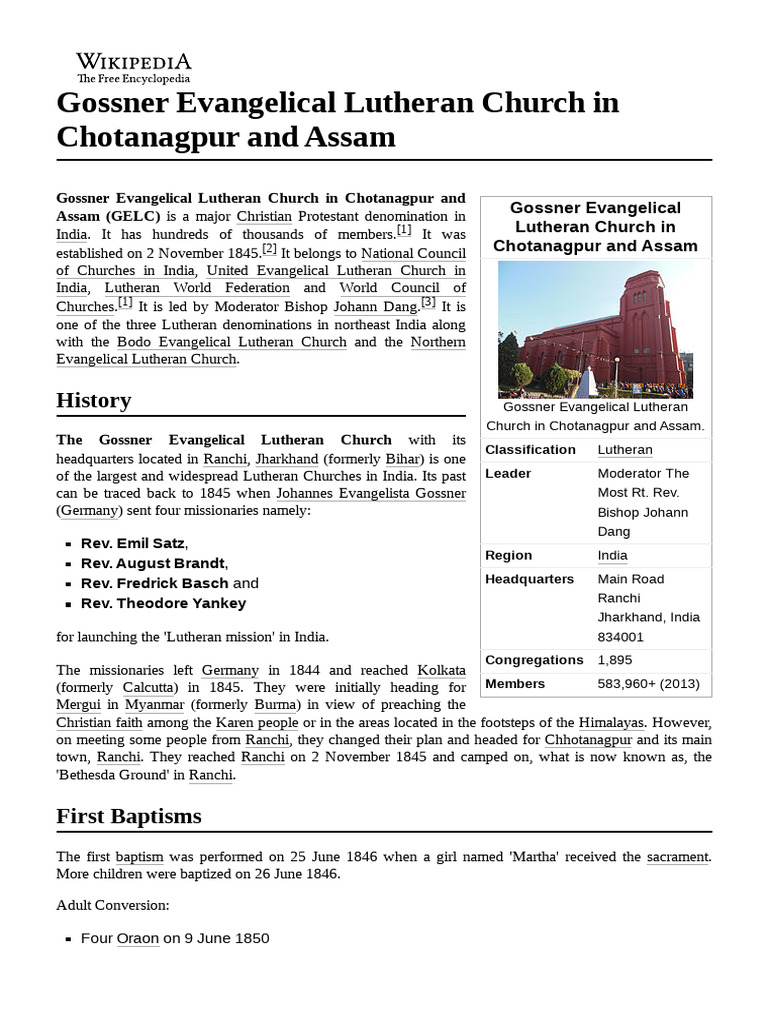 Gossner Evangelical Lutheran Church History | PDF | Abrahamic Religions ...