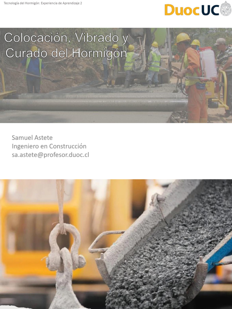 Colocacion, Vibrado y Curado Del Hormigon en Obra | PDF | Hormigón ...