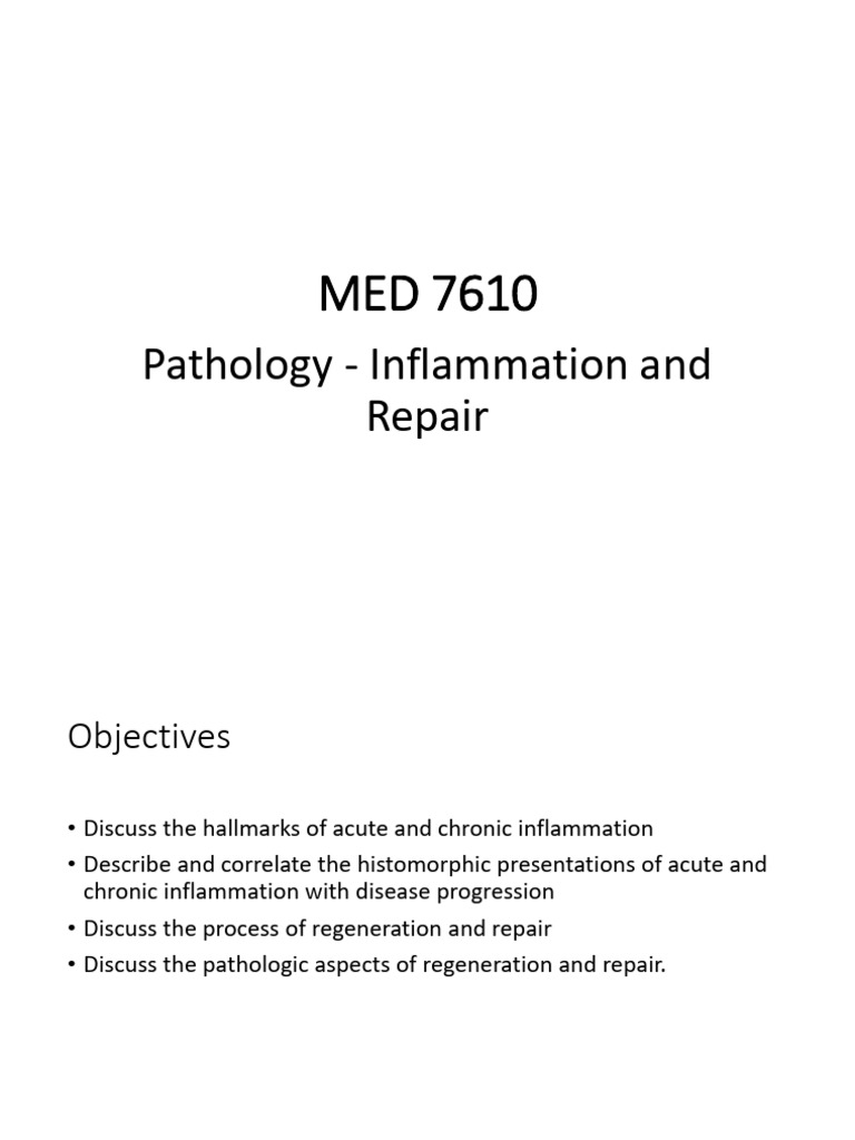 Inflammation and Repair Pathology Overview | PDF | Inflammation | Wound ...