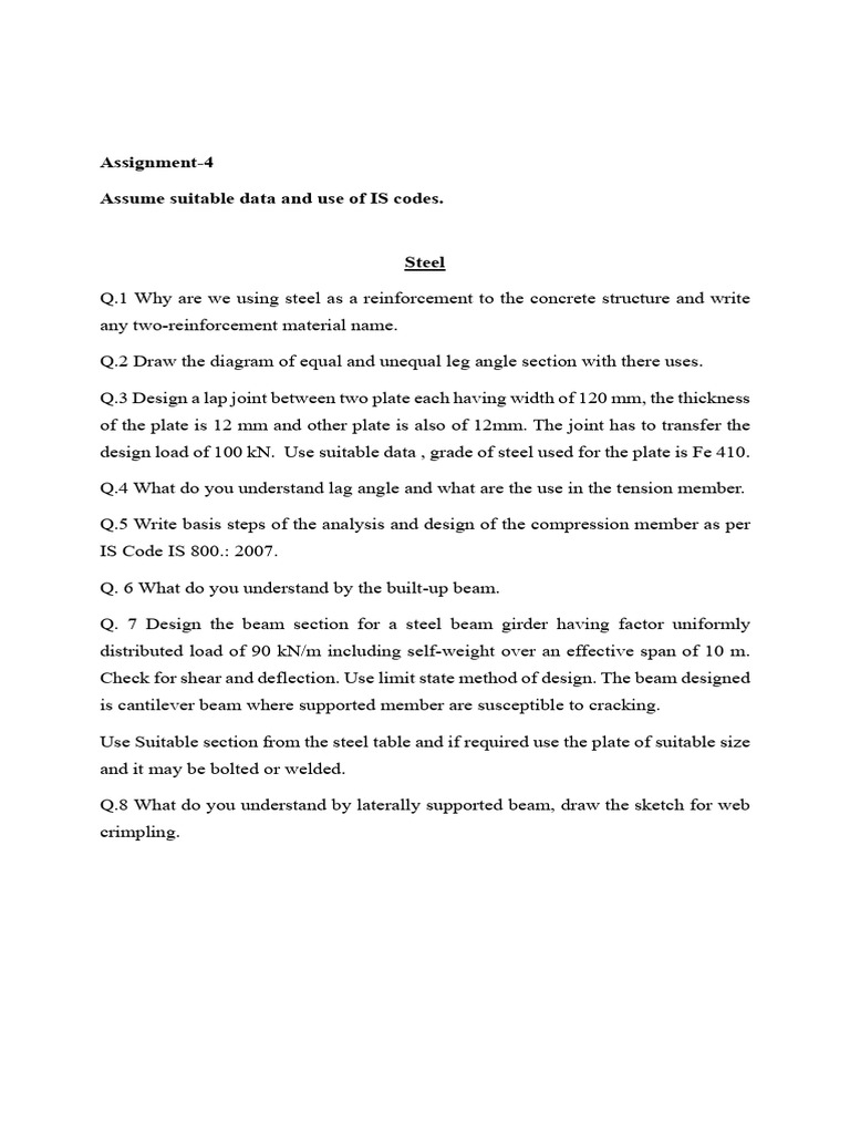Steel Assignment 4 | PDF