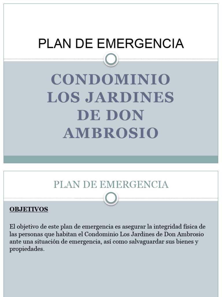 PLAN DE EMERGENCIA Condominio Los ROBLES | PDF | Fuego fatuo | Condominio