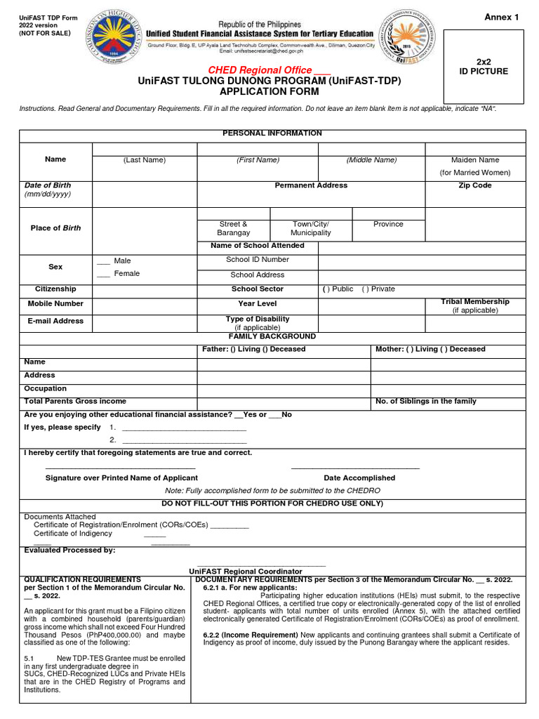 Annex 1 TDP-FORM - Updated | Download Free PDF | Government