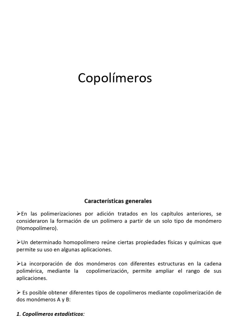 Copolimeros | PDF | Polímeros | Sustancias químicas