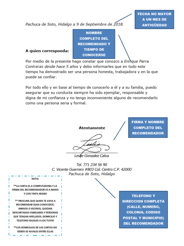 Machote Carta Recomendacion | PDF